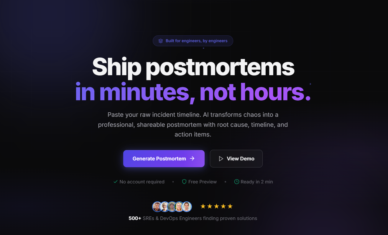 Incident Postmortem Generator | 2 Min AI Report - Free Preview ...